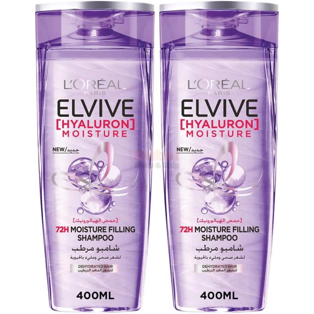 L'Oreal Paris Elvive Hyaluron Moisture Shampoo 400ml Twin Pack - Dubai Shop